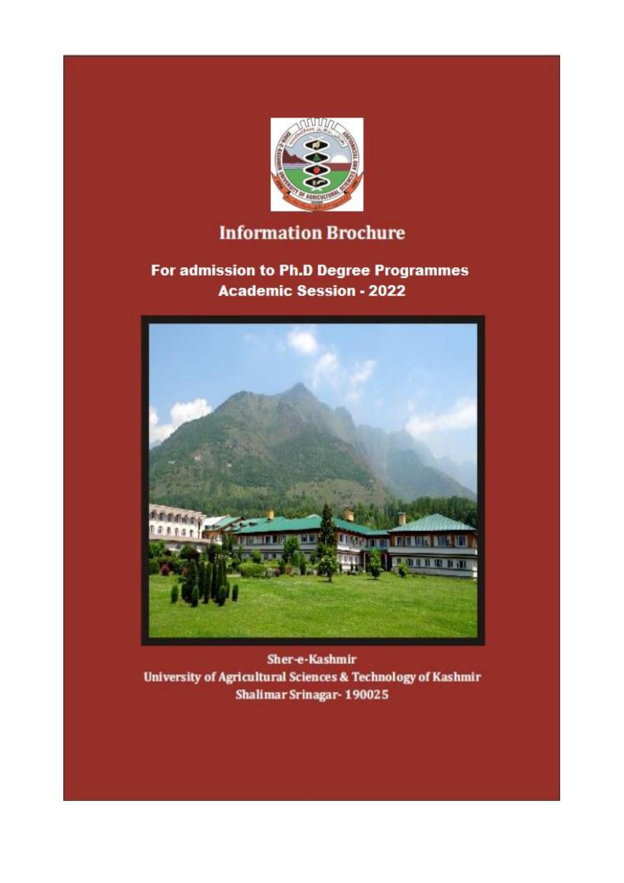 Sher-e-Kashmir University of Agricultural Science & Technology, Kashmir ...