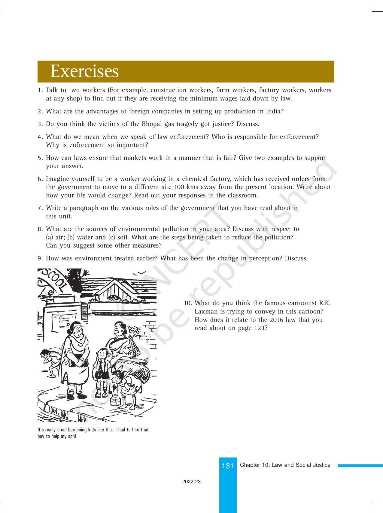 NCERT Book for Class 8 Civics Chapter 10 Law and Social Justice