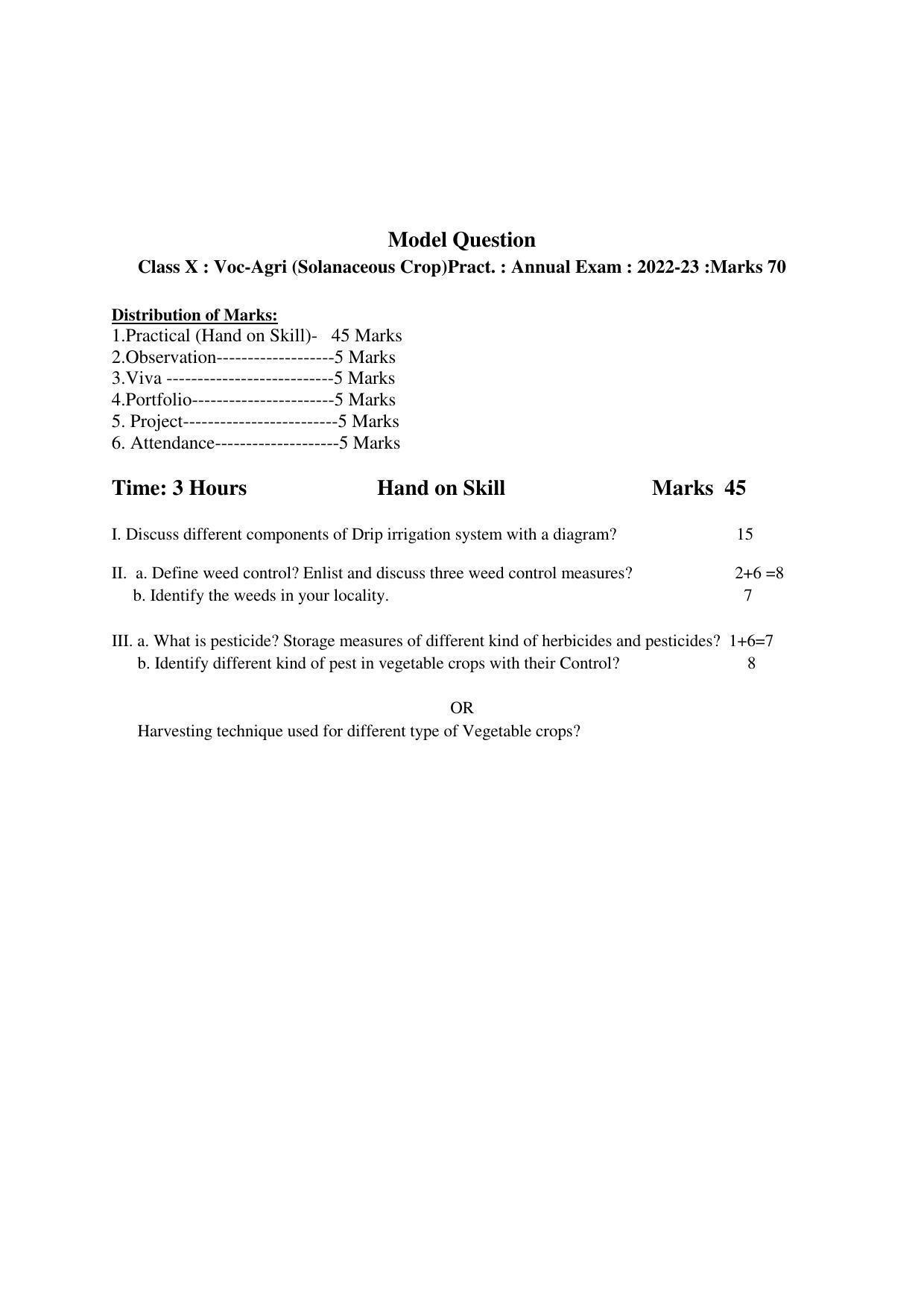 TBSE Class 10 Vocational Model Question Paper - IndCareer Schools