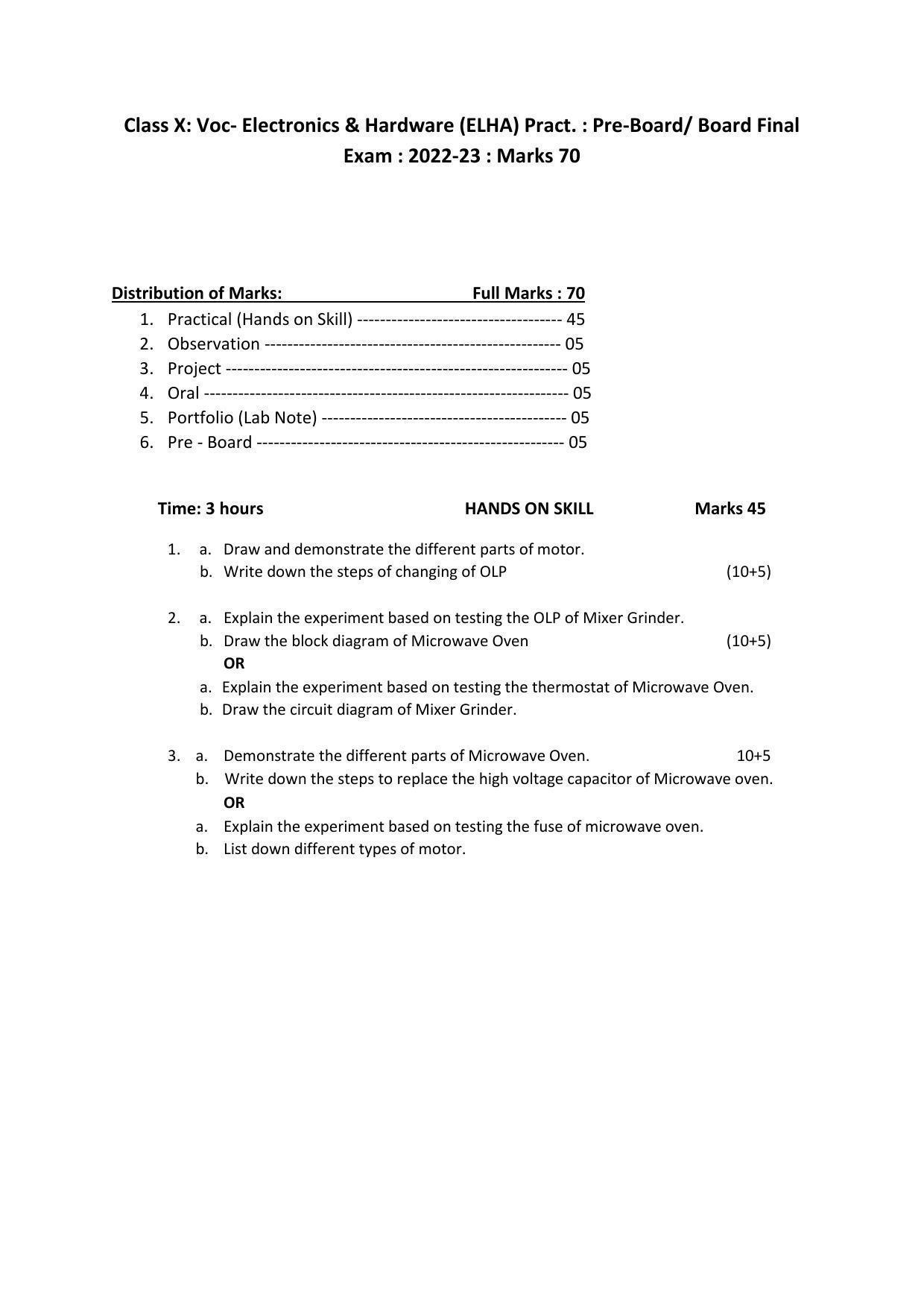 TBSE Class 10 Vocational Model Question Paper - IndCareer Schools
