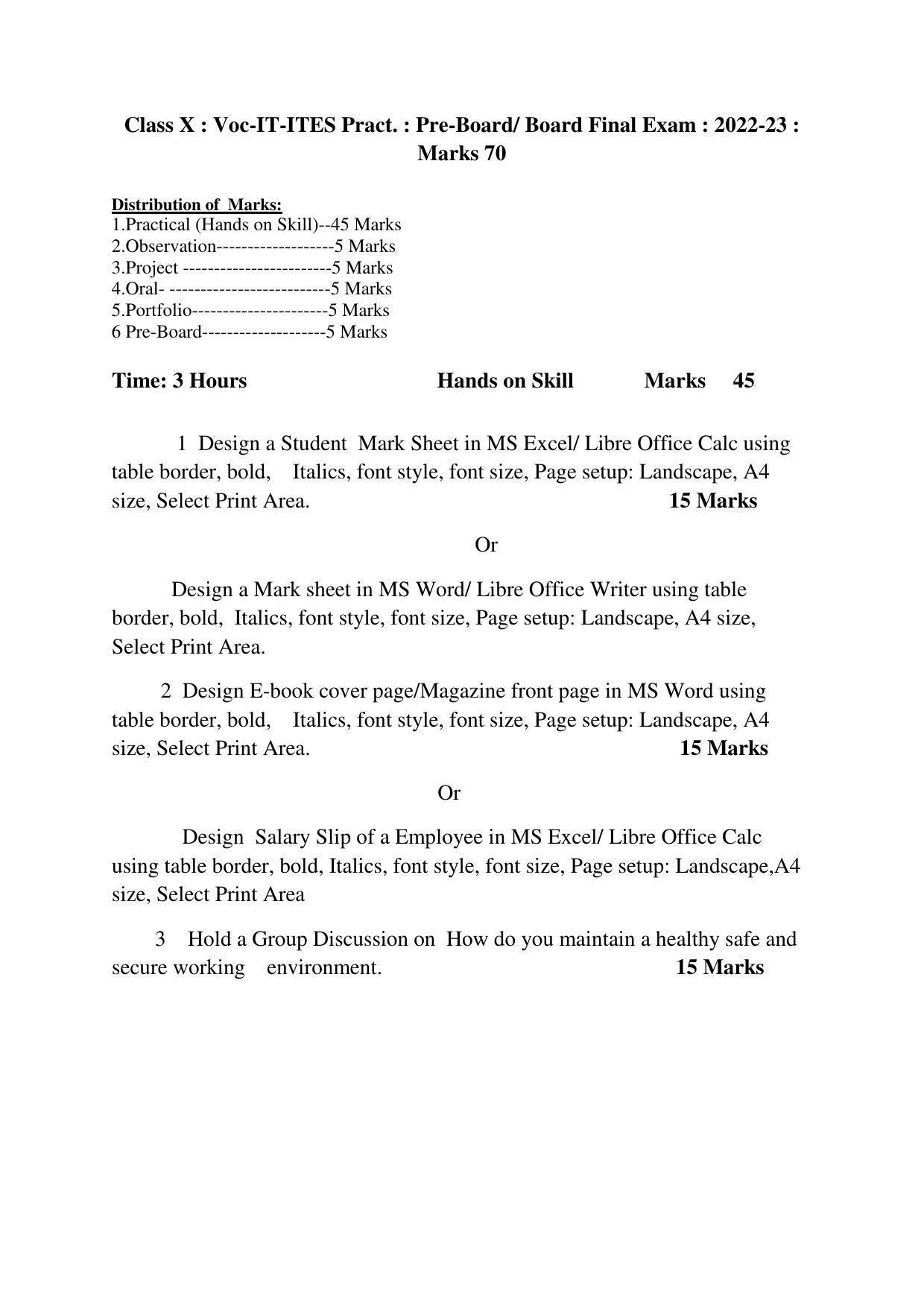 TBSE Class 10 Vocational Model Question Paper - IndCareer Schools