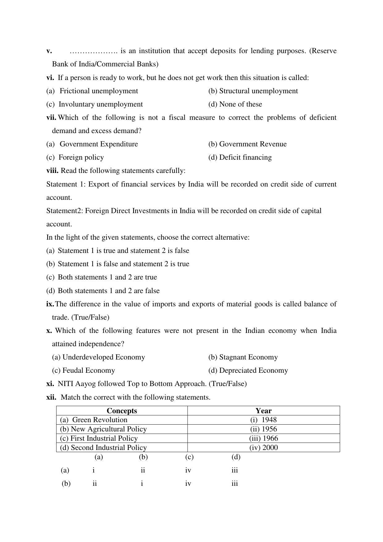 PSEB Class 12th Economics Paper 2024 [PDF] - Punjab Board 12th ...