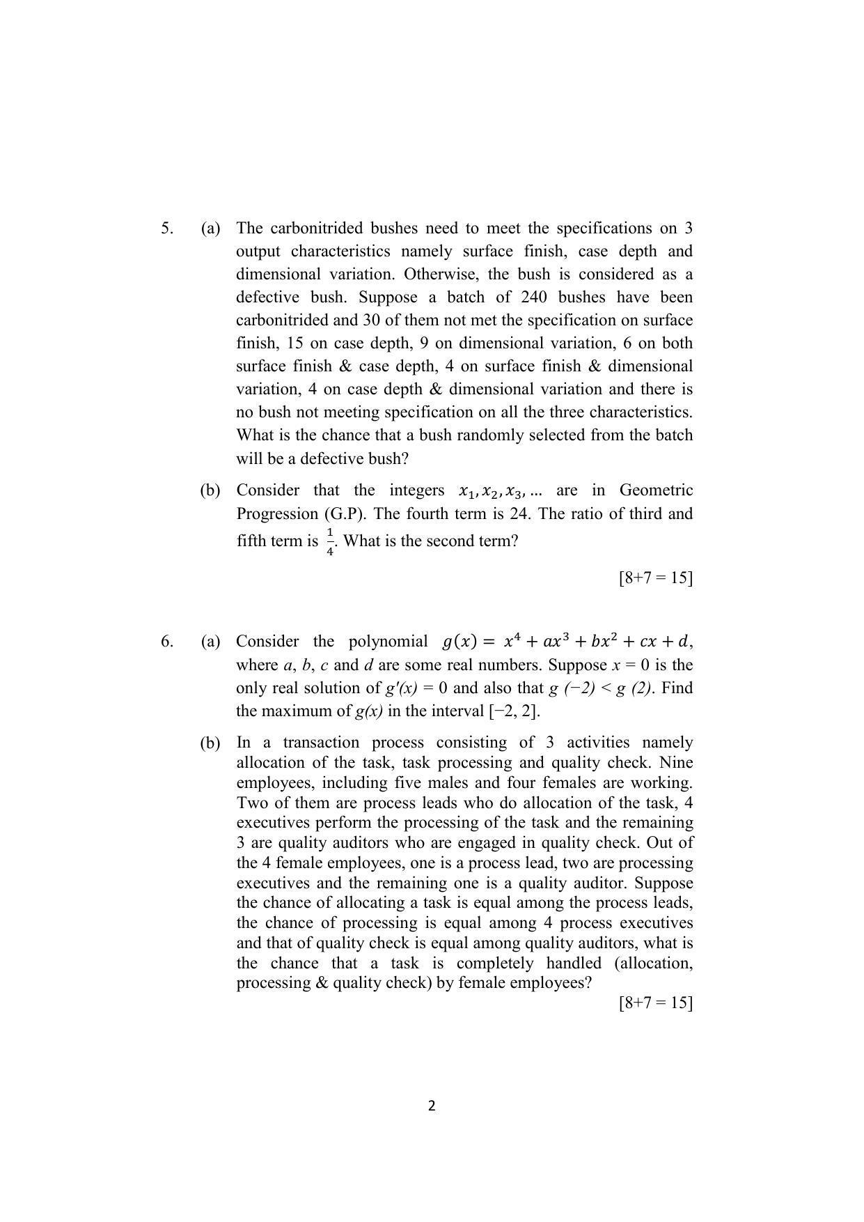 ISI Admission Test M.S.(QMS) QMB 2021 Sample Paper - IndCareer Docs