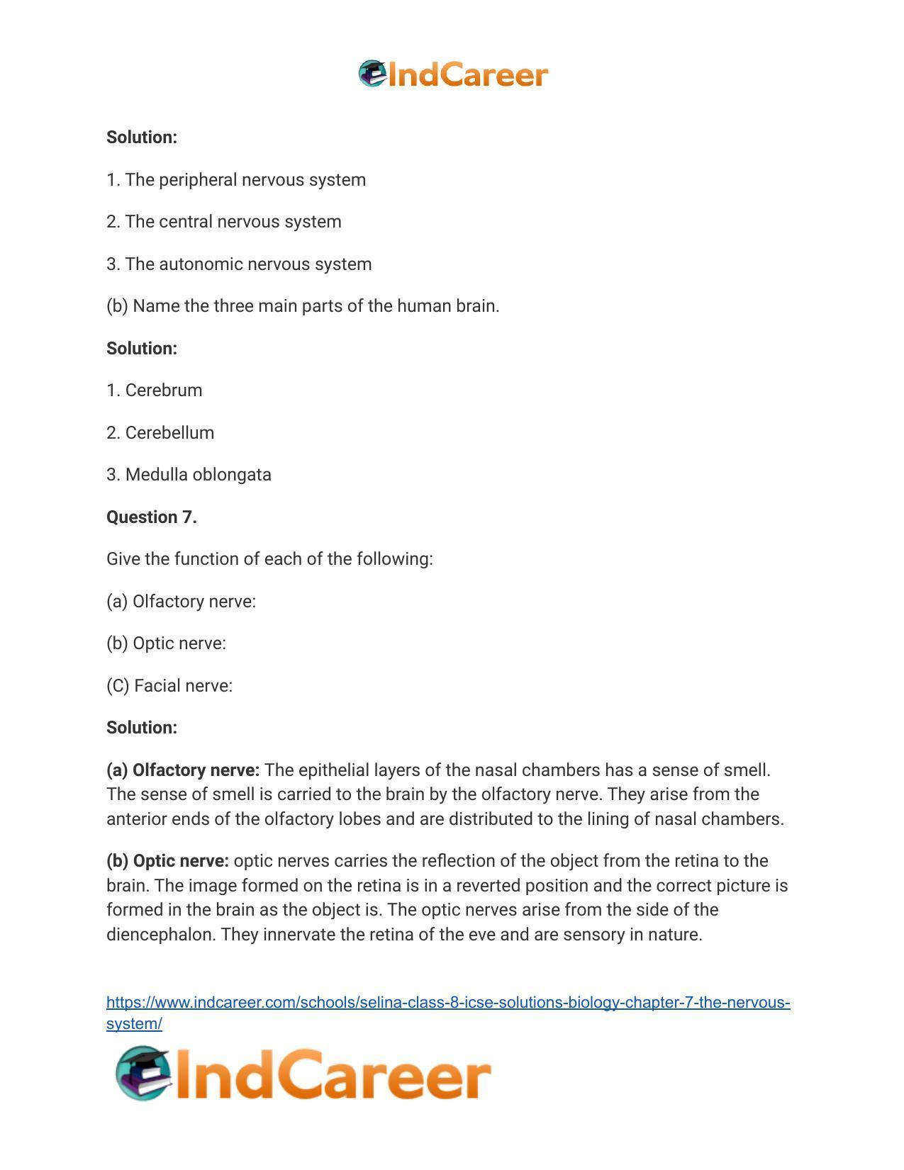 Selina Class 8 ICSE Solutions Biology : Chapter 7- The Nervous System ...