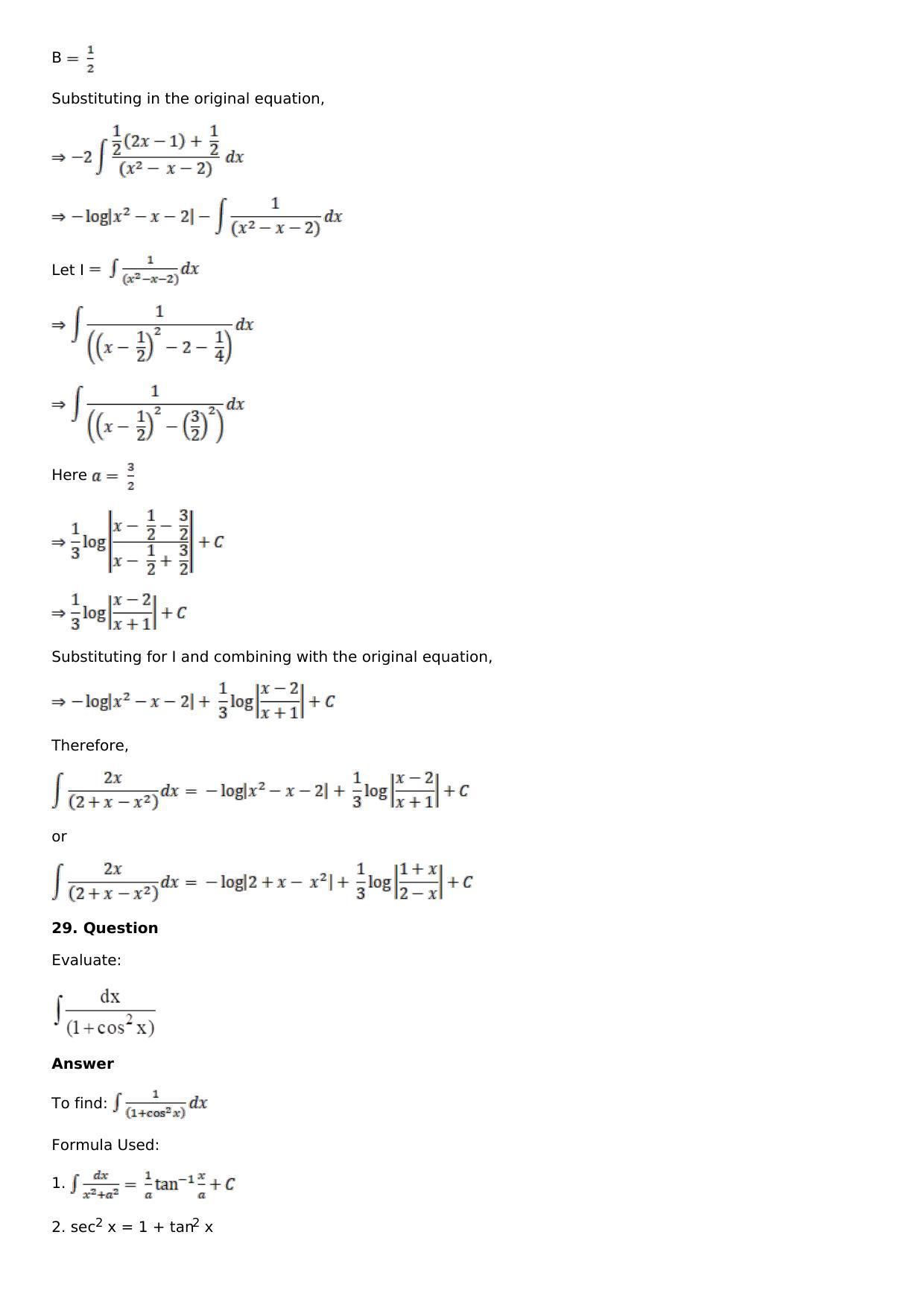 RS Aggarwal Solutions for 12th Class Maths Chapter 14-Some Special Integrals - IndCareer Schools