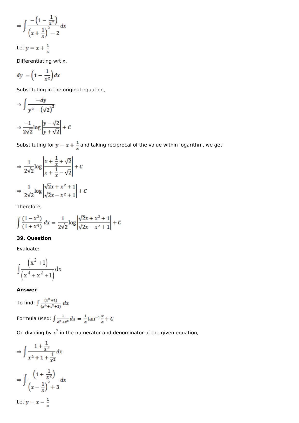 RS Aggarwal Solutions for 12th Class Maths Chapter 14-Some Special Integrals - IndCareer Schools