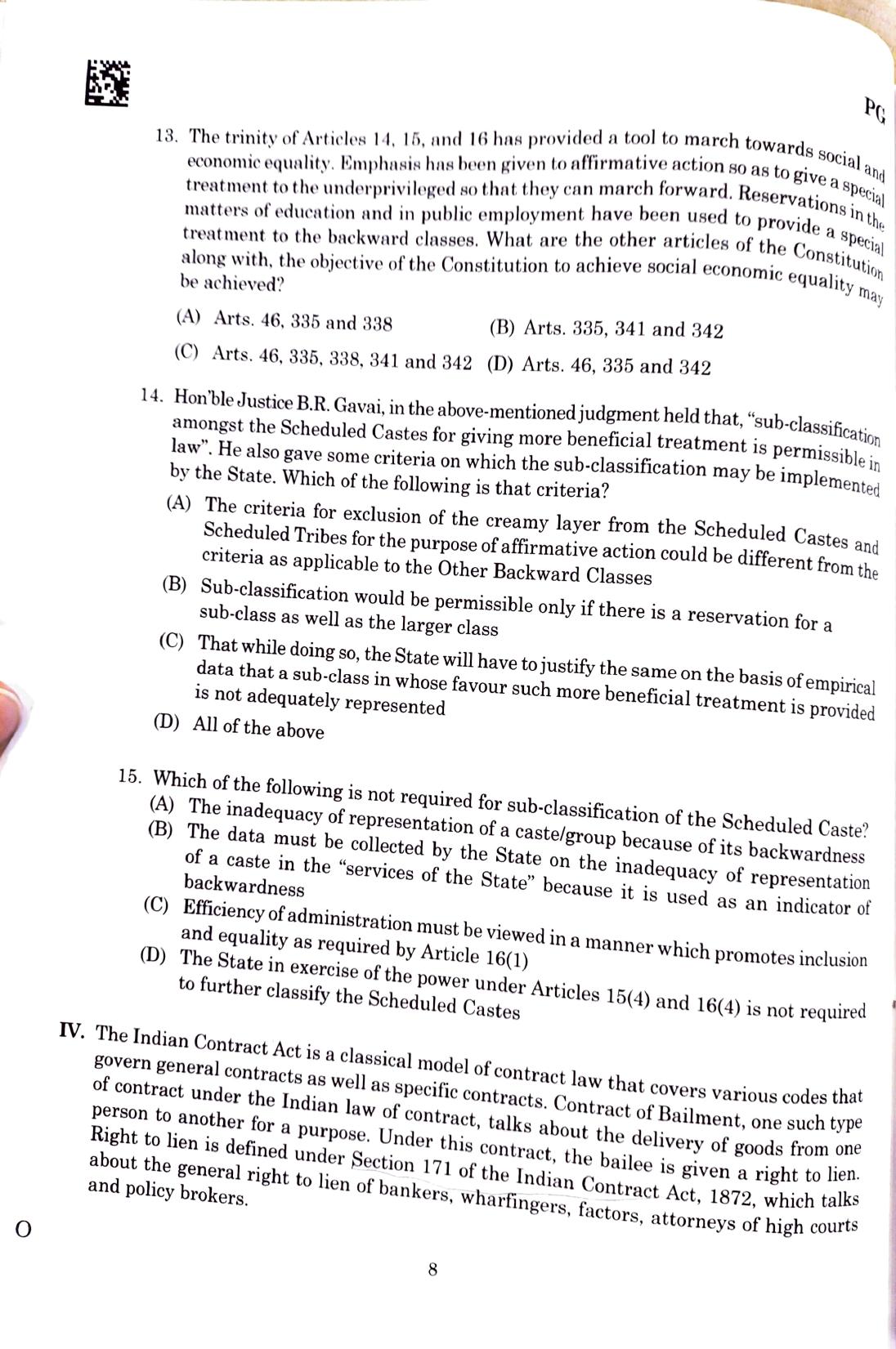 CLAT 2025 PG Question Paper - IndCareer Docs