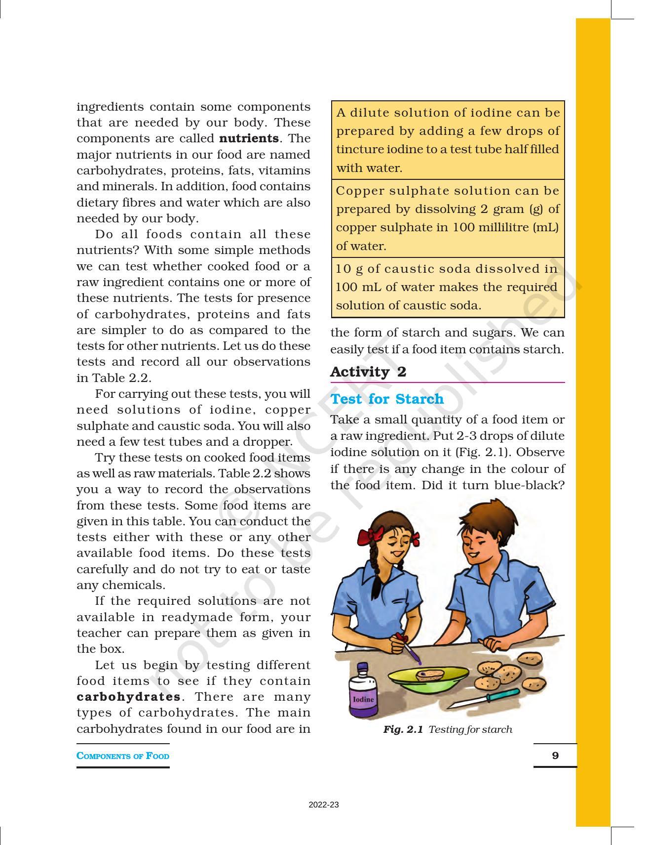 NCERT Book for Class 6 Science: Chapter 2-Components of Food ...
