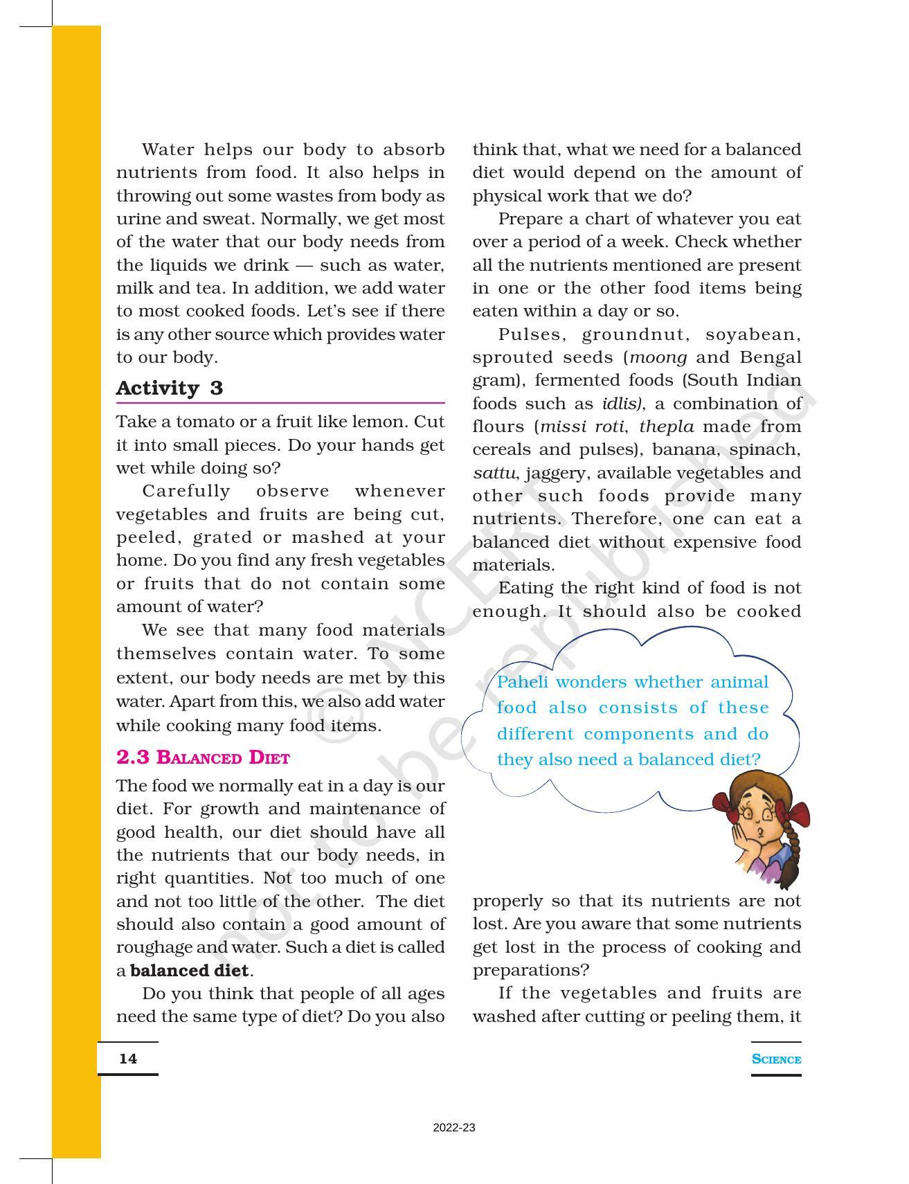 NCERT Book for Class 6 Science: Chapter 2-Components of Food ...