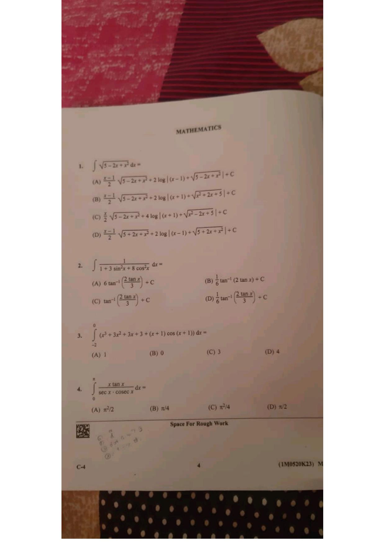 KCET 2023 Mathematics Set C-4 Question Paper - IndCareer Docs