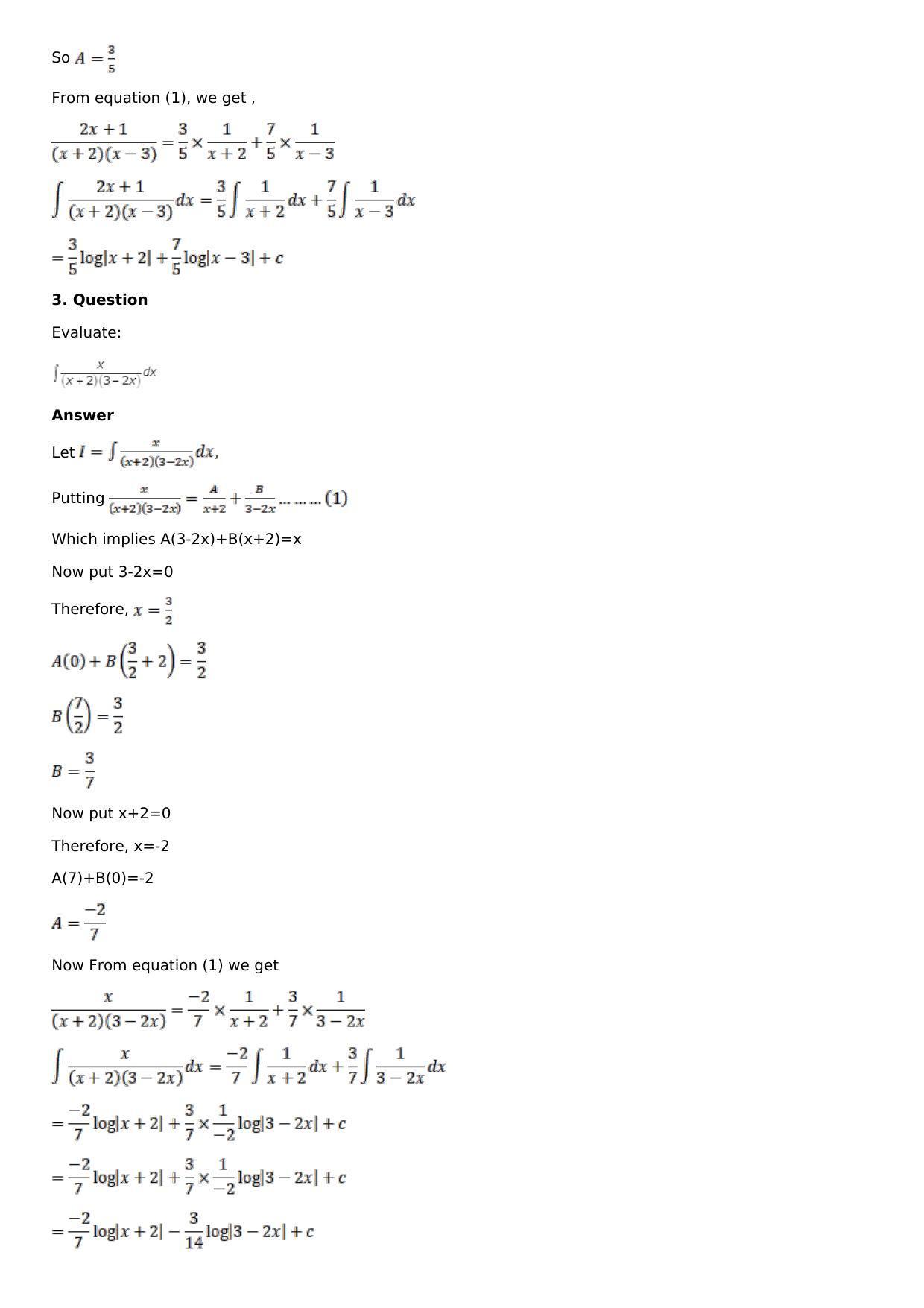RS Aggarwal Solutions for 12th Class Maths Chapter 15-Integration Using Partial Fractions ...