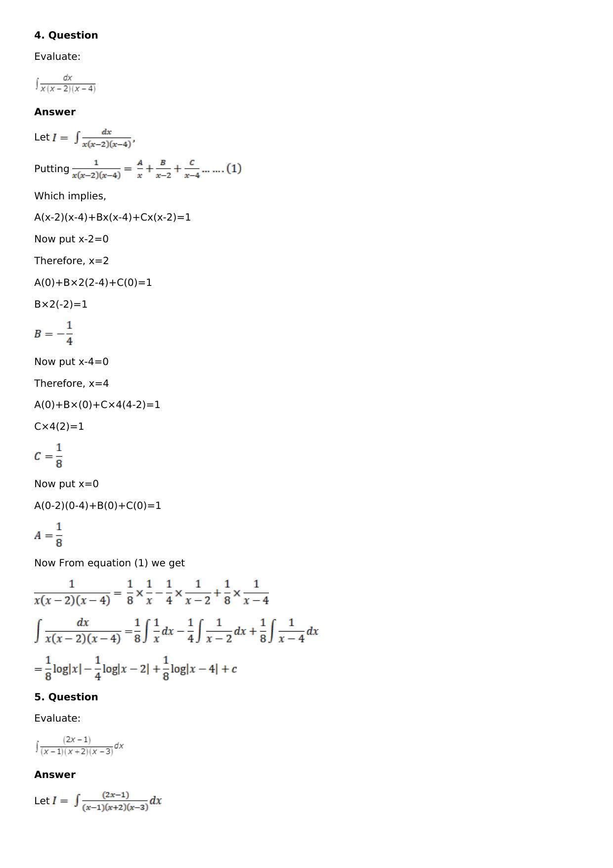 RS Aggarwal Solutions for 12th Class Maths Chapter 15-Integration Using Partial Fractions ...
