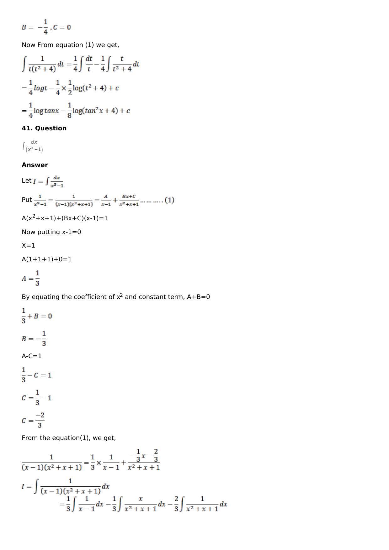 RS Aggarwal Solutions for 12th Class Maths Chapter 15-Integration Using Partial Fractions ...