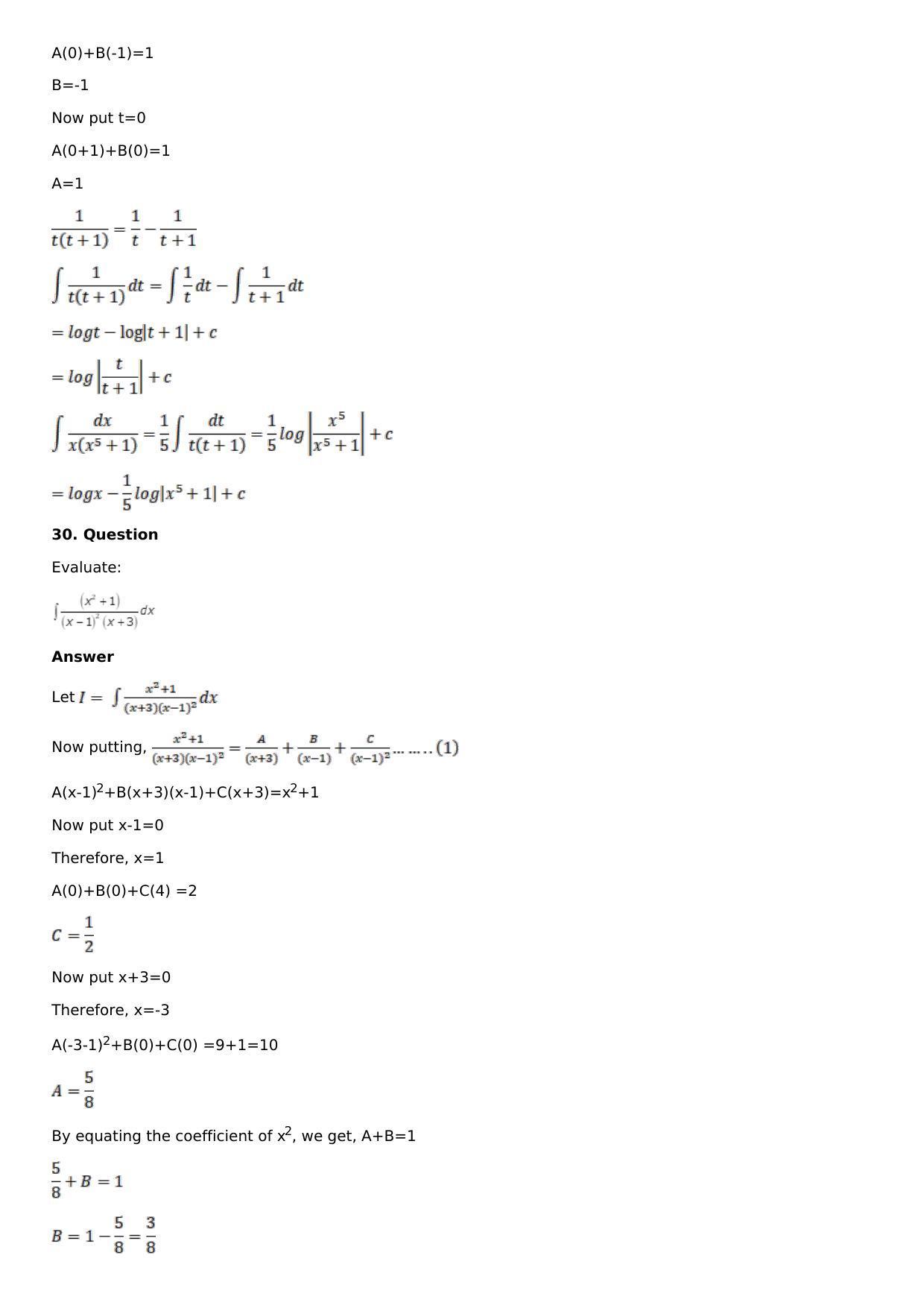 RS Aggarwal Solutions for 12th Class Maths Chapter 15-Integration Using Partial Fractions ...