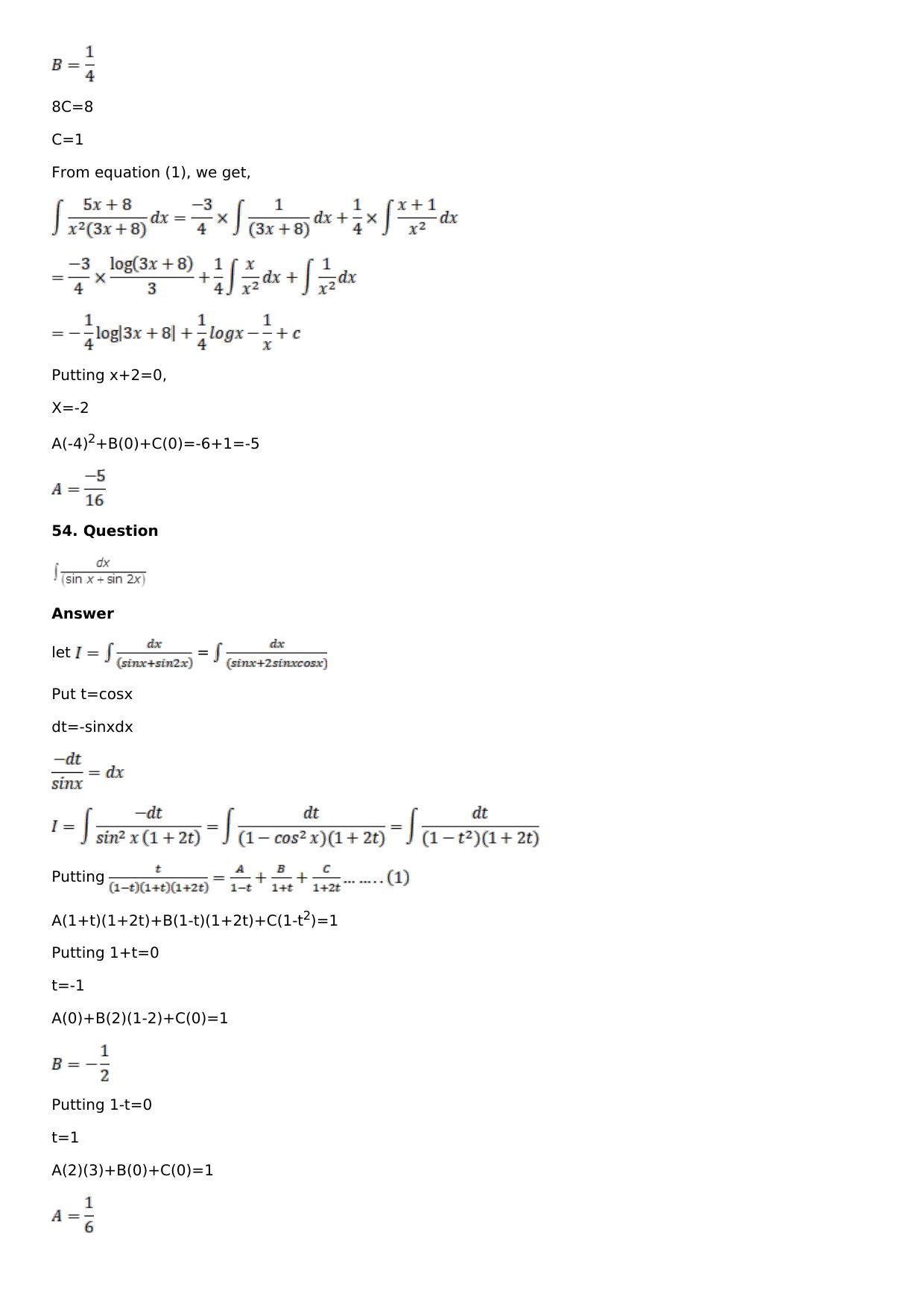 RS Aggarwal Solutions for 12th Class Maths Chapter 15-Integration Using Partial Fractions ...