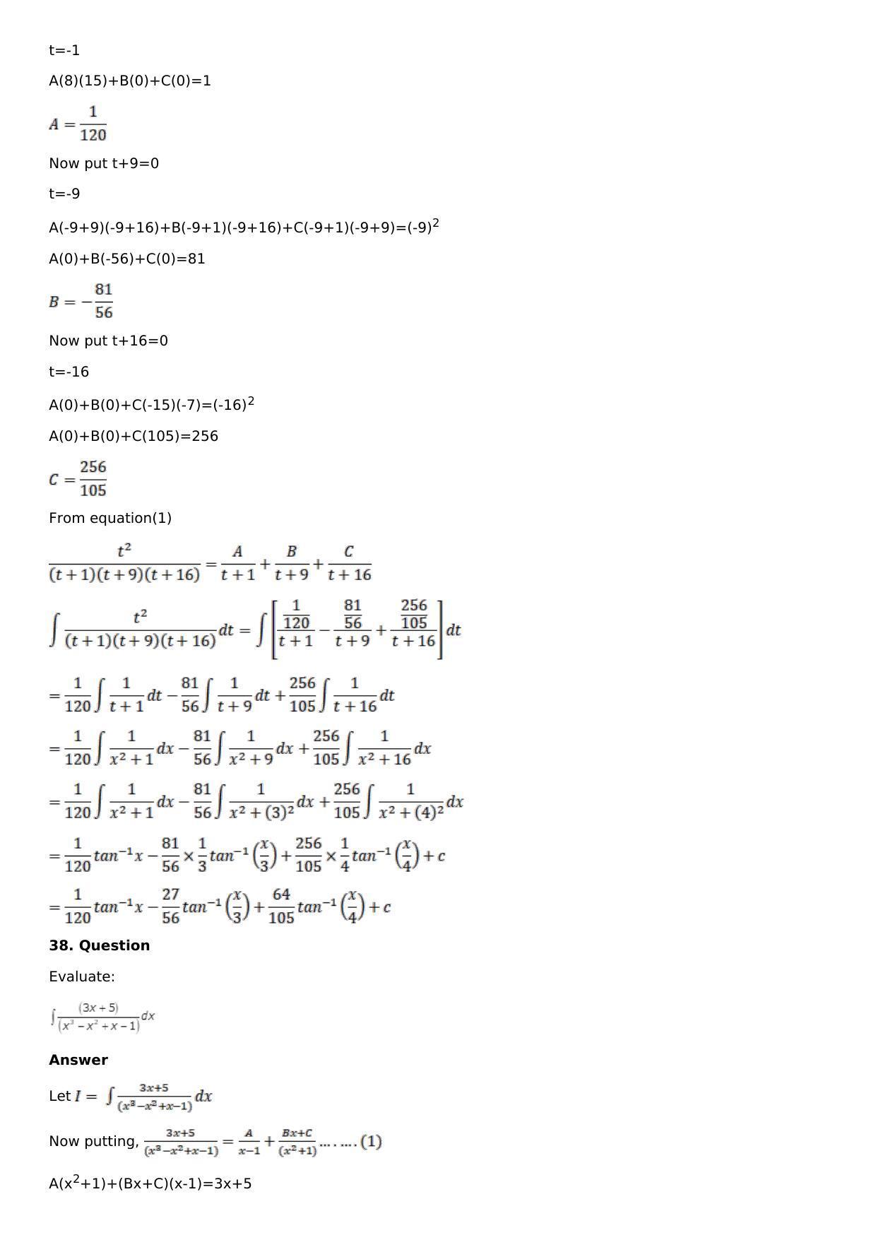 RS Aggarwal Solutions for 12th Class Maths Chapter 15-Integration Using Partial Fractions ...
