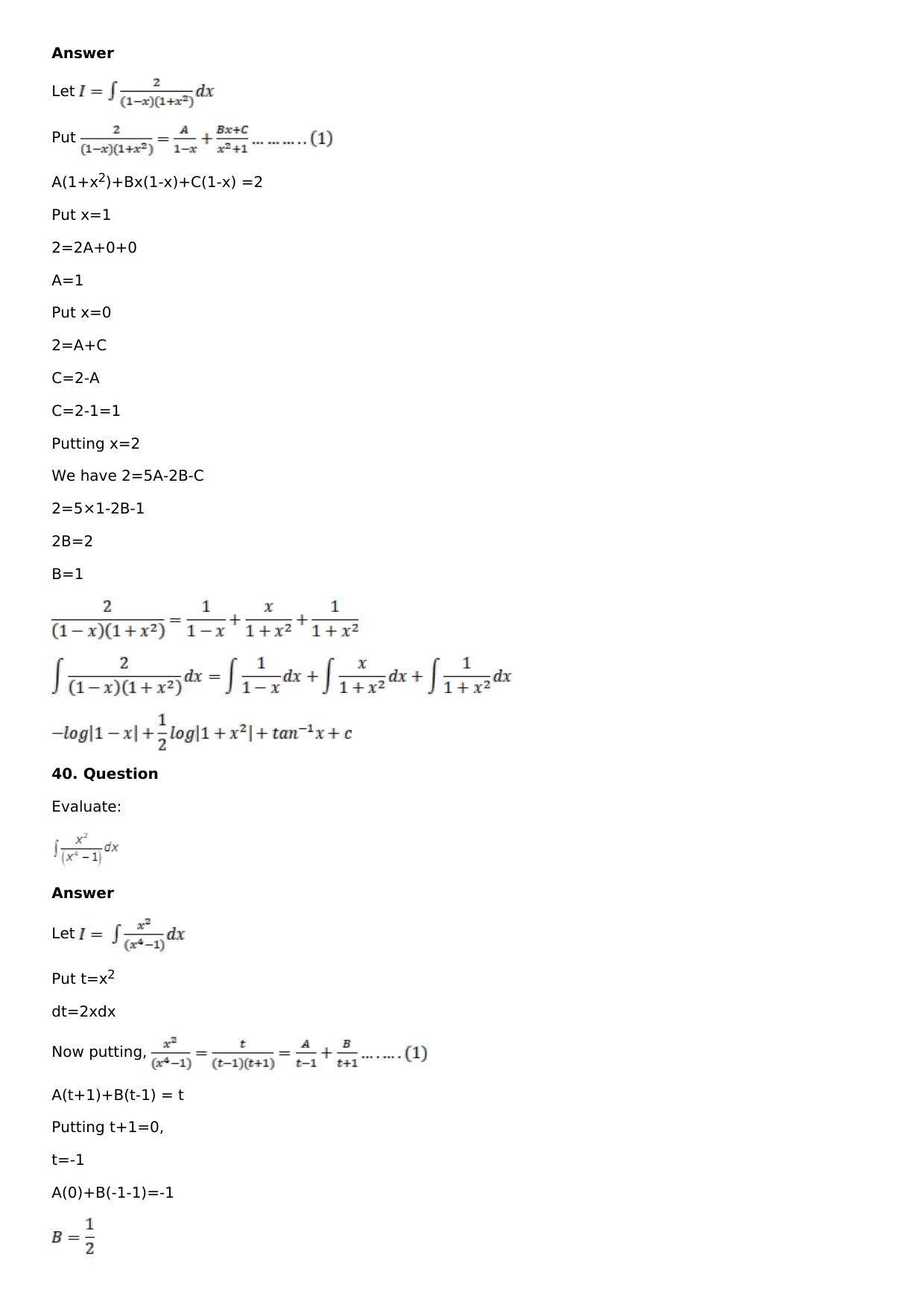 RS Aggarwal Solutions for 12th Class Maths Chapter 15-Integration Using Partial Fractions ...