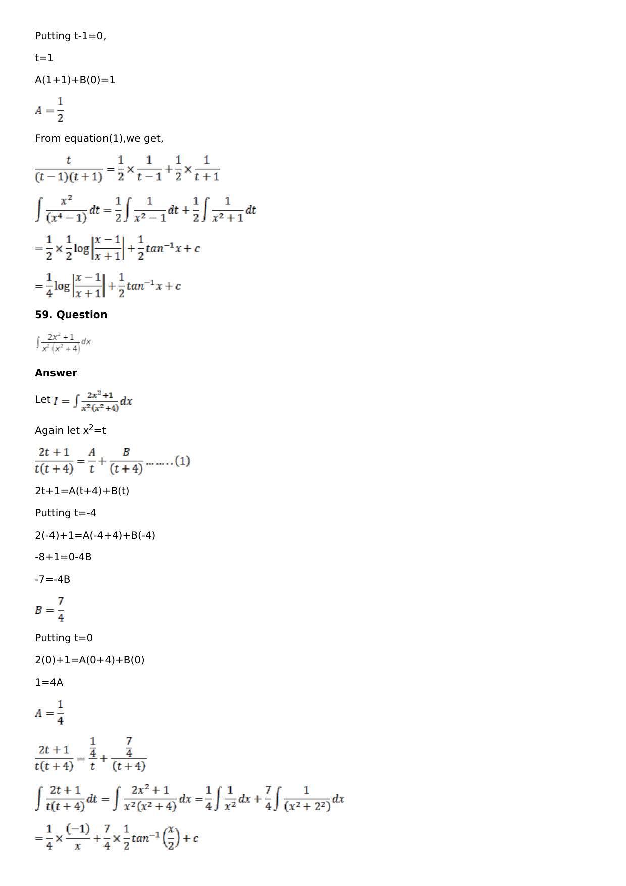 RS Aggarwal Solutions for 12th Class Maths Chapter 15-Integration Using Partial Fractions ...