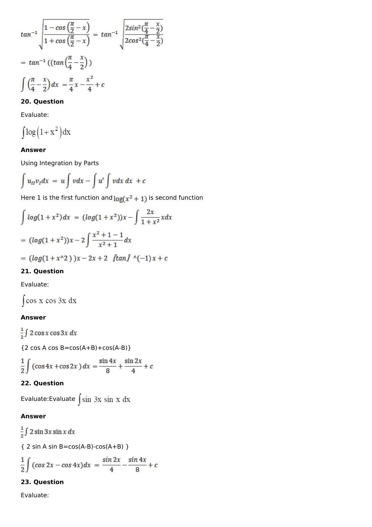 RS Aggarwal Solutions for 12th Class Maths Chapter 15-Integration Using Partial Fractions ...