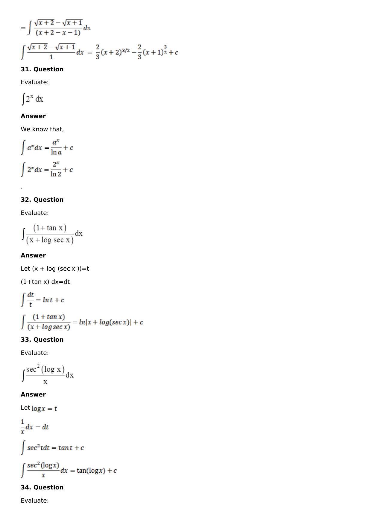 RS Aggarwal Solutions for 12th Class Maths Chapter 15-Integration Using Partial Fractions ...