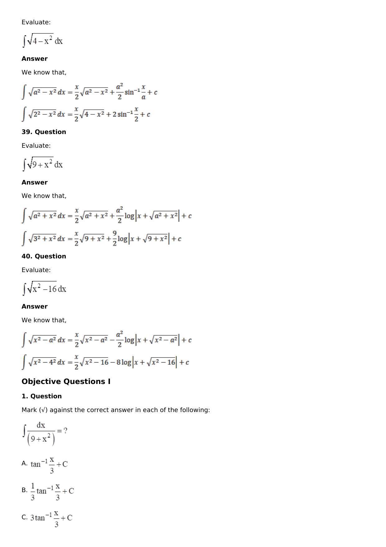 RS Aggarwal Solutions for 12th Class Maths Chapter 15-Integration Using Partial Fractions ...