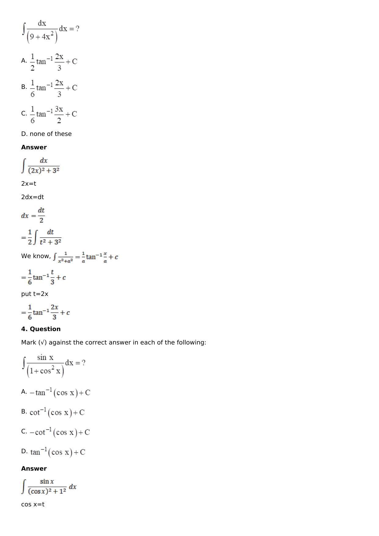 RS Aggarwal Solutions for 12th Class Maths Chapter 15-Integration Using Partial Fractions ...