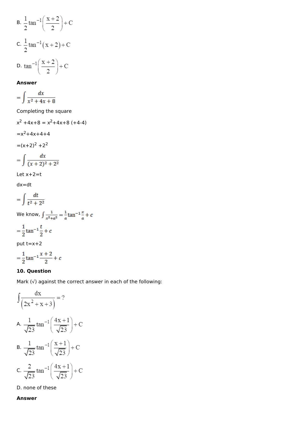 RS Aggarwal Solutions for 12th Class Maths Chapter 15-Integration Using Partial Fractions ...