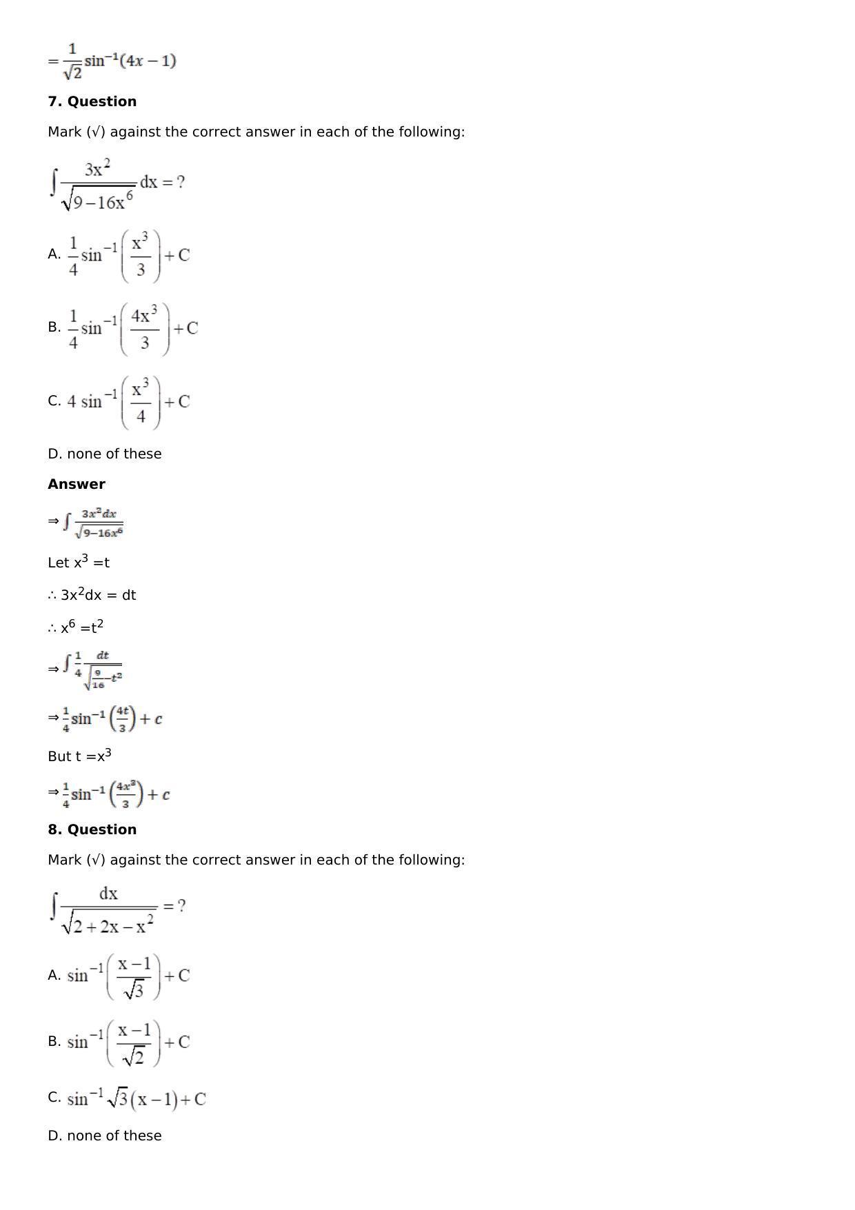RS Aggarwal Solutions for 12th Class Maths Chapter 15-Integration Using Partial Fractions ...