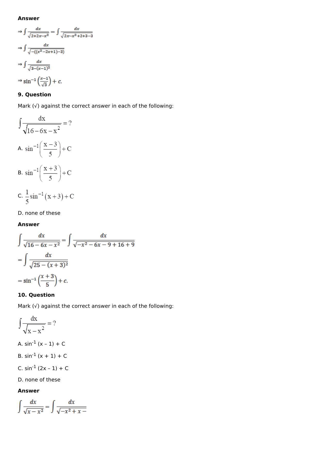 RS Aggarwal Solutions for 12th Class Maths Chapter 15-Integration Using Partial Fractions ...