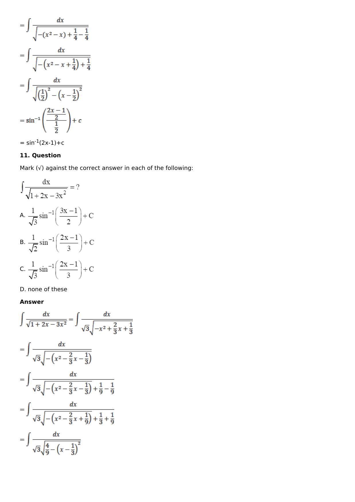 RS Aggarwal Solutions for 12th Class Maths Chapter 15-Integration Using Partial Fractions ...