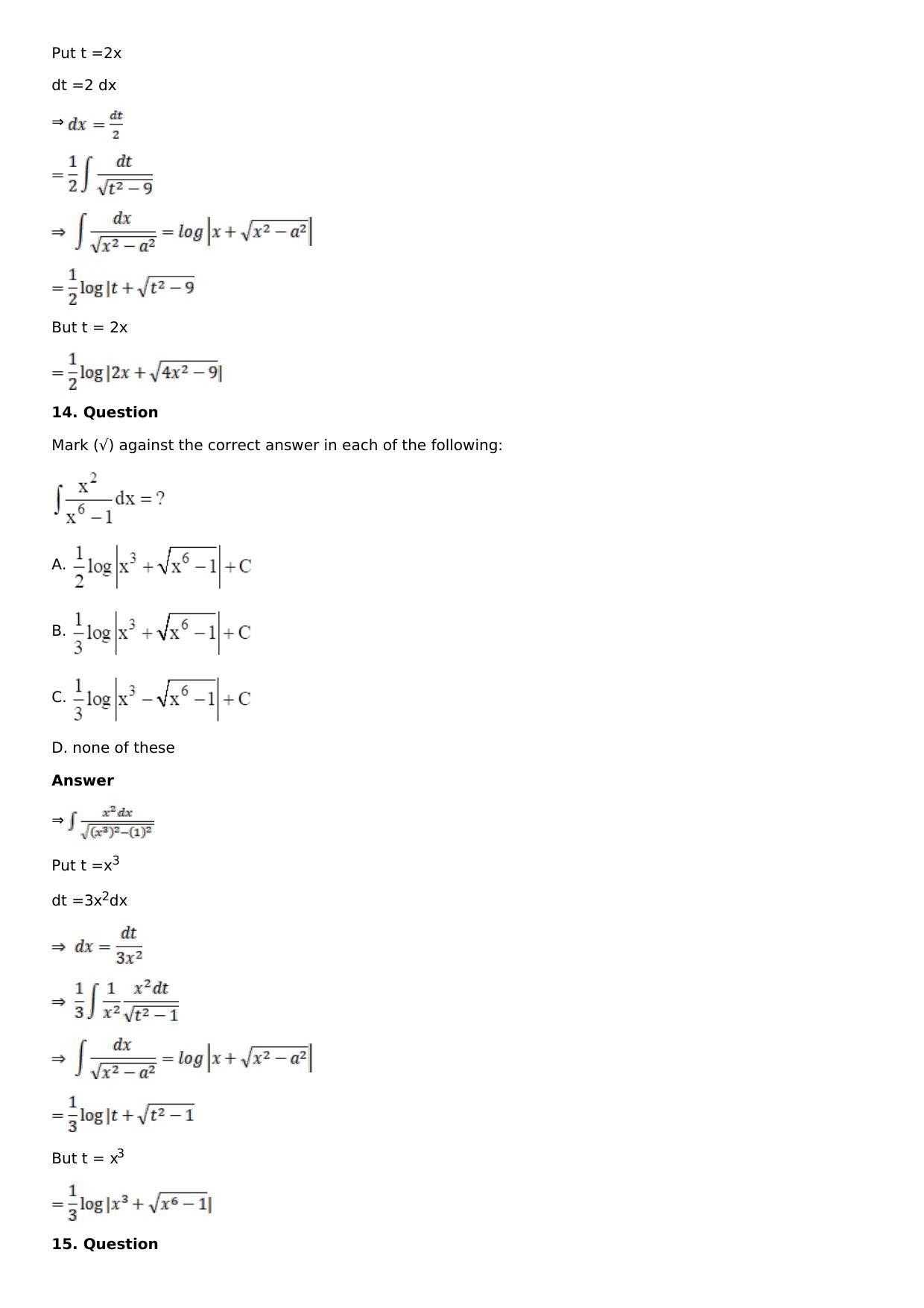 RS Aggarwal Solutions for 12th Class Maths Chapter 15-Integration Using Partial Fractions ...