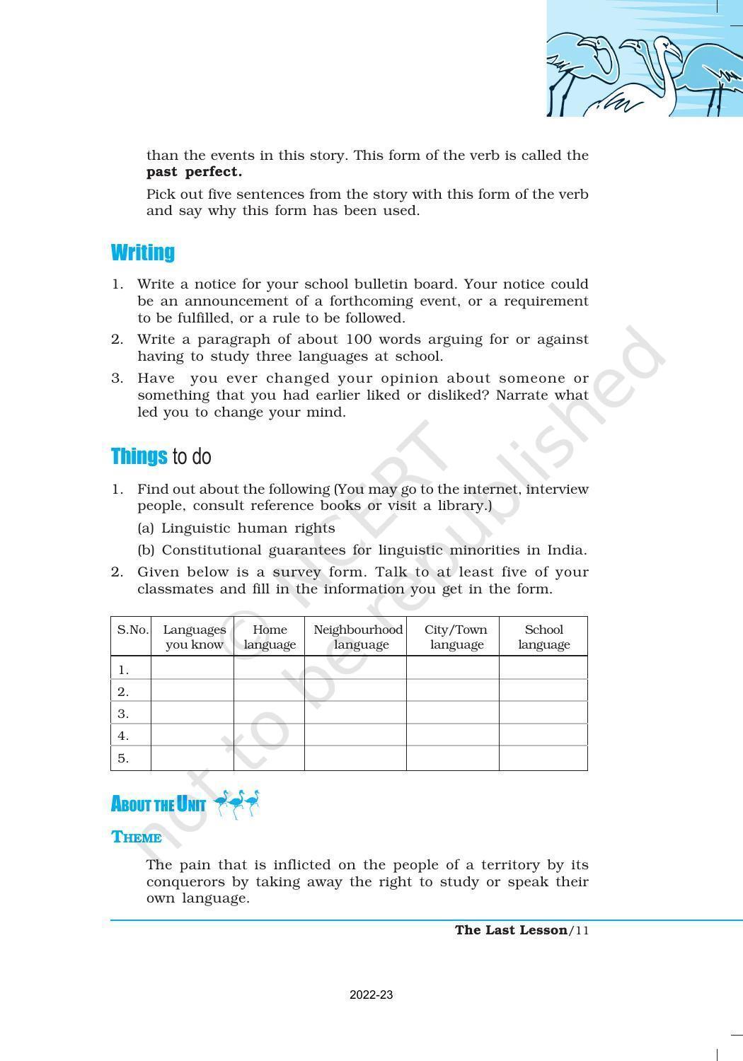 NCERT Book for Class 12 English Chapter 1 The Last Lesson - IndCareer Docs