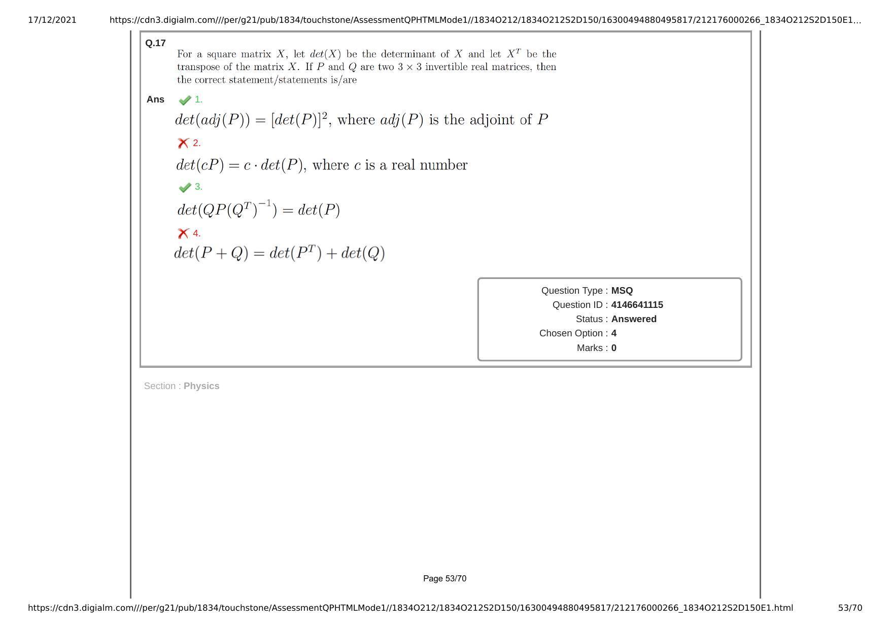 NEST Session II 2021 Question Paper - IndCareer Docs