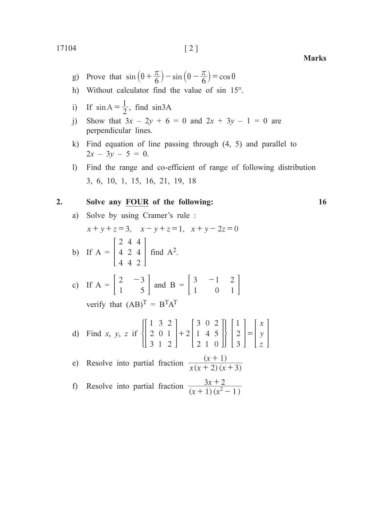 MSBTE Winter Question Paper 2019 - Basic Mathematics - IndCareer Docs