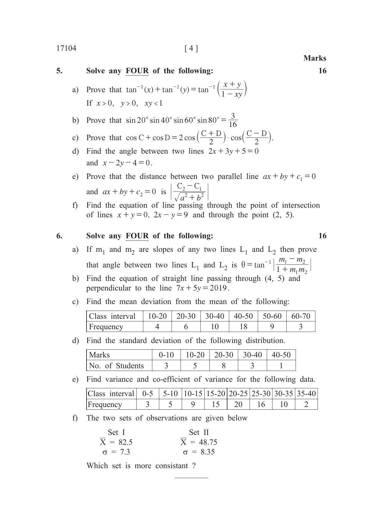 MSBTE Winter Question Paper 2019 - Basic Mathematics - IndCareer Docs