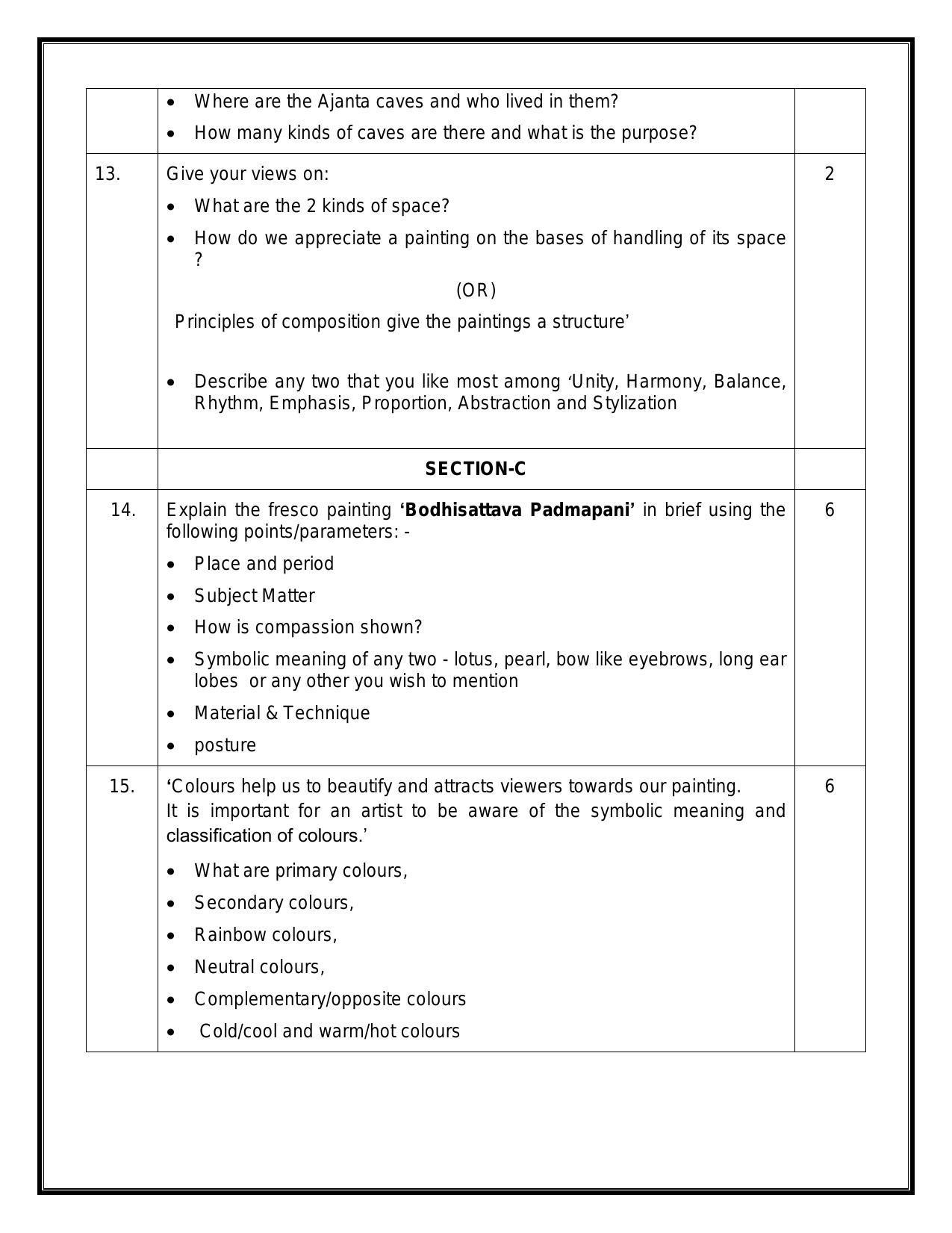 CBSE Class 10 Painting Sample Paper 2024 - IndCareer Schools