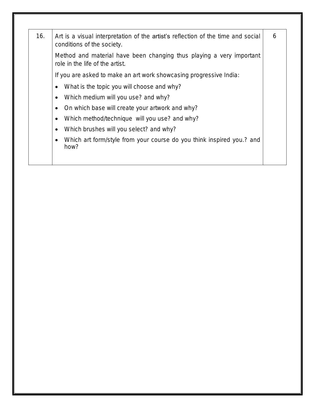 CBSE Class 10 Painting Sample Paper 2024 - IndCareer Schools