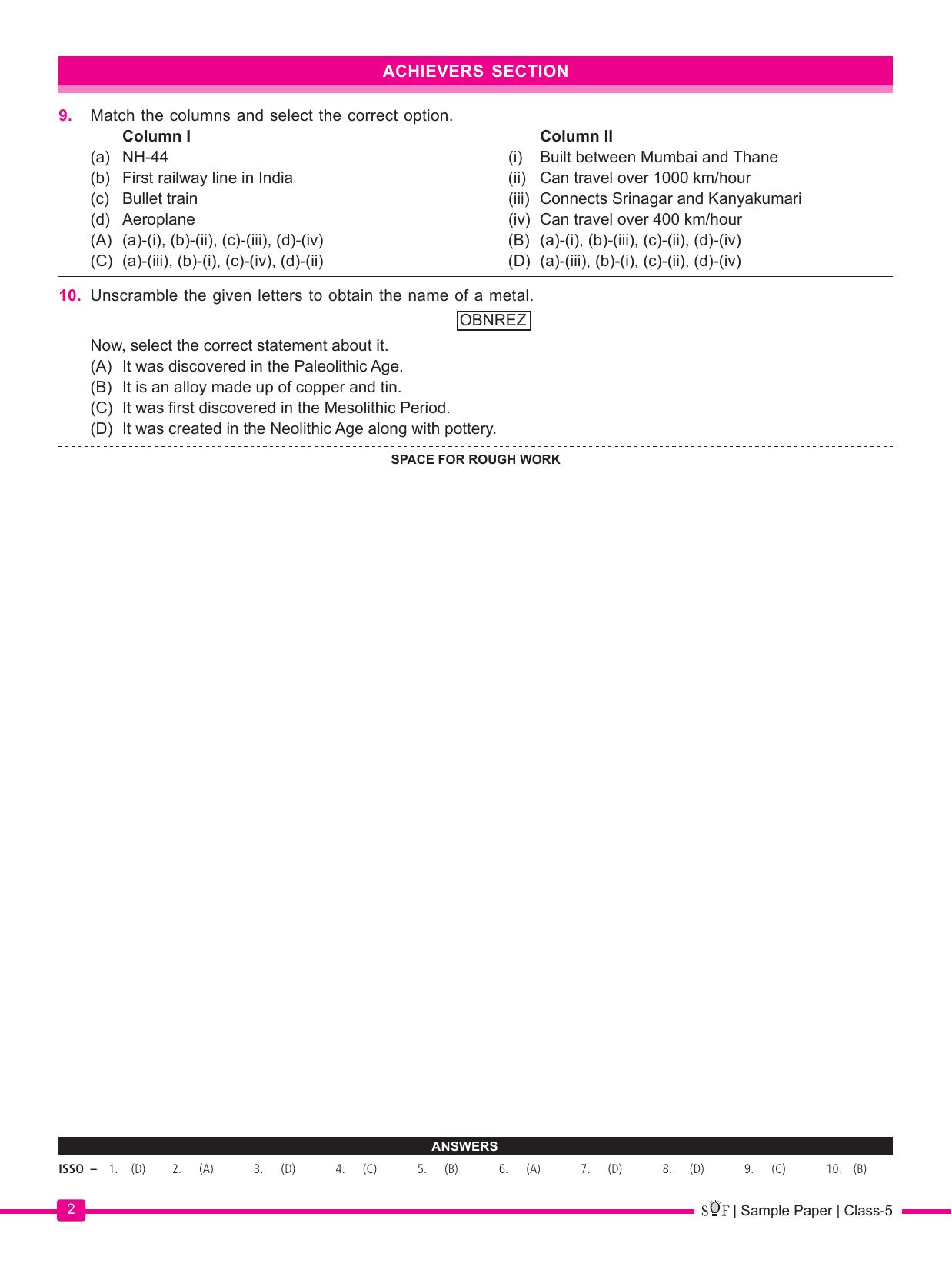 SOF ISSO Class 5 Sample Paper 2024 - IndCareer Docs