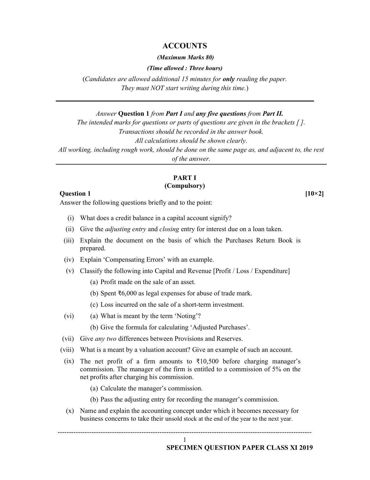 ISC Class 11 Specimen Accounts Sample Papers 2023 IndCareer Docs ISC Class 11 Specimen Accounts Sample Papers 2023 IndCareer Docs