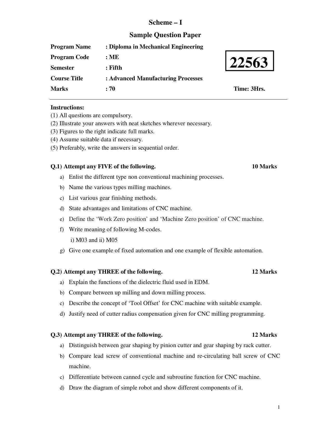 MSBTE Summer Question Paper 2019 - Advanced Manufacturing Processes - IndCareer Docs