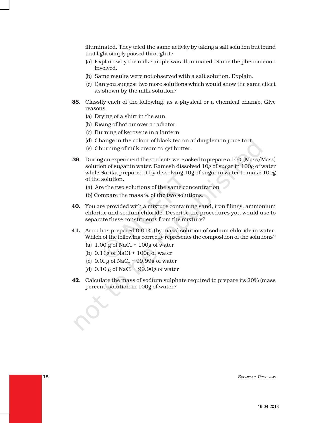 NCERT Exemplar Book for Class 9 Science Chapter 2 Is Matter Around Us Pure?