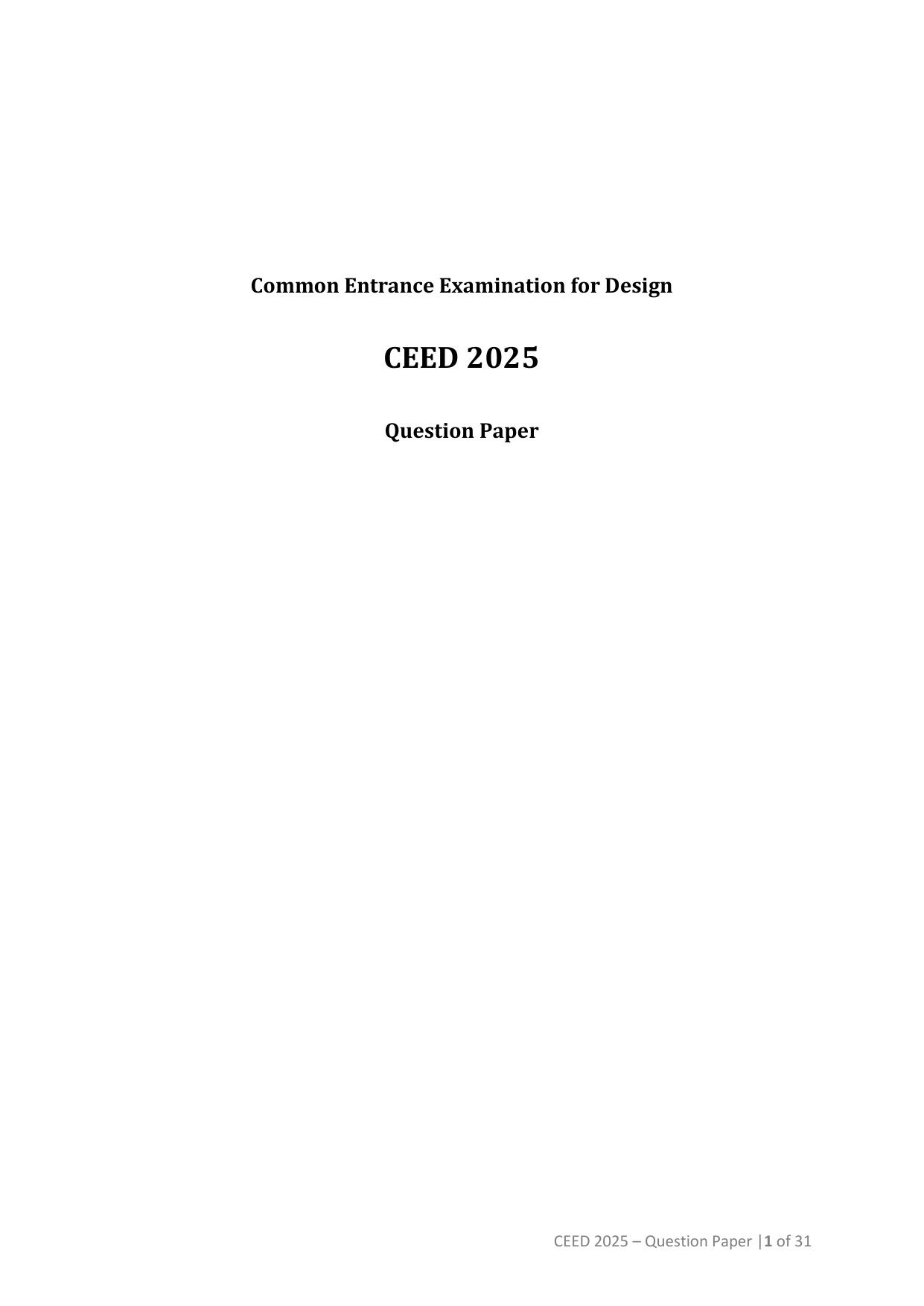 CEED 2025 Question Paper - IndCareer Docs