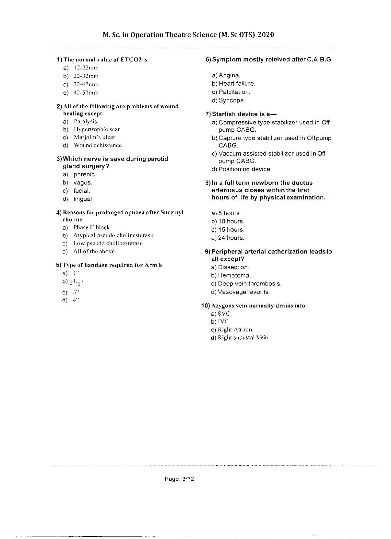 WBJEEB JEMAS (PG) 2020 MSc OTS Question Paper - IndCareer Docs