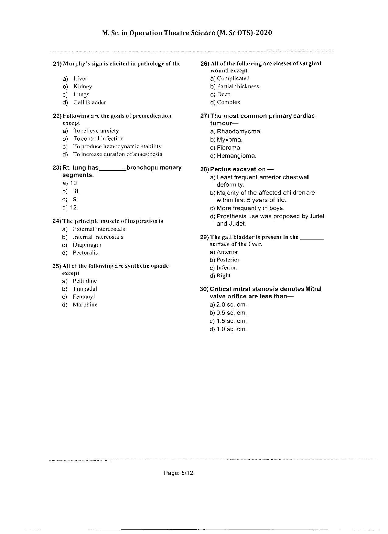 WBJEEB JEMAS (PG) 2020 MSc OTS Question Paper - IndCareer Docs