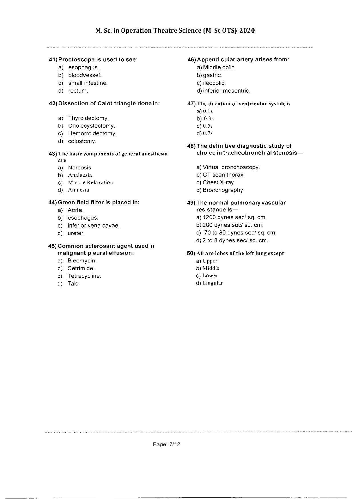 WBJEEB JEMAS (PG) 2020 MSc OTS Question Paper - IndCareer Docs
