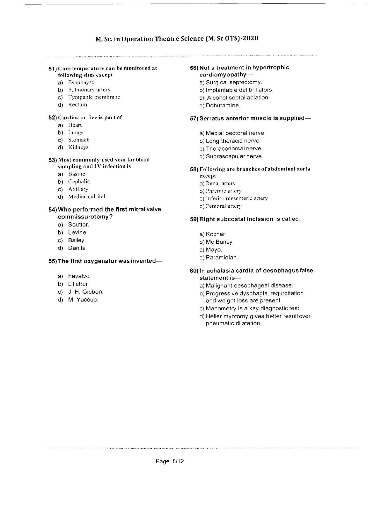 WBJEEB JEMAS (PG) 2020 MSc OTS Question Paper - IndCareer Docs