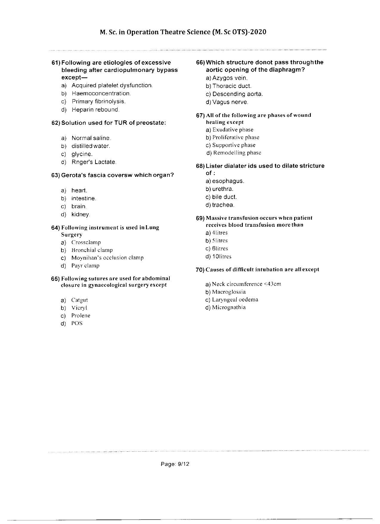 WBJEEB JEMAS (PG) 2020 MSc OTS Question Paper - IndCareer Docs