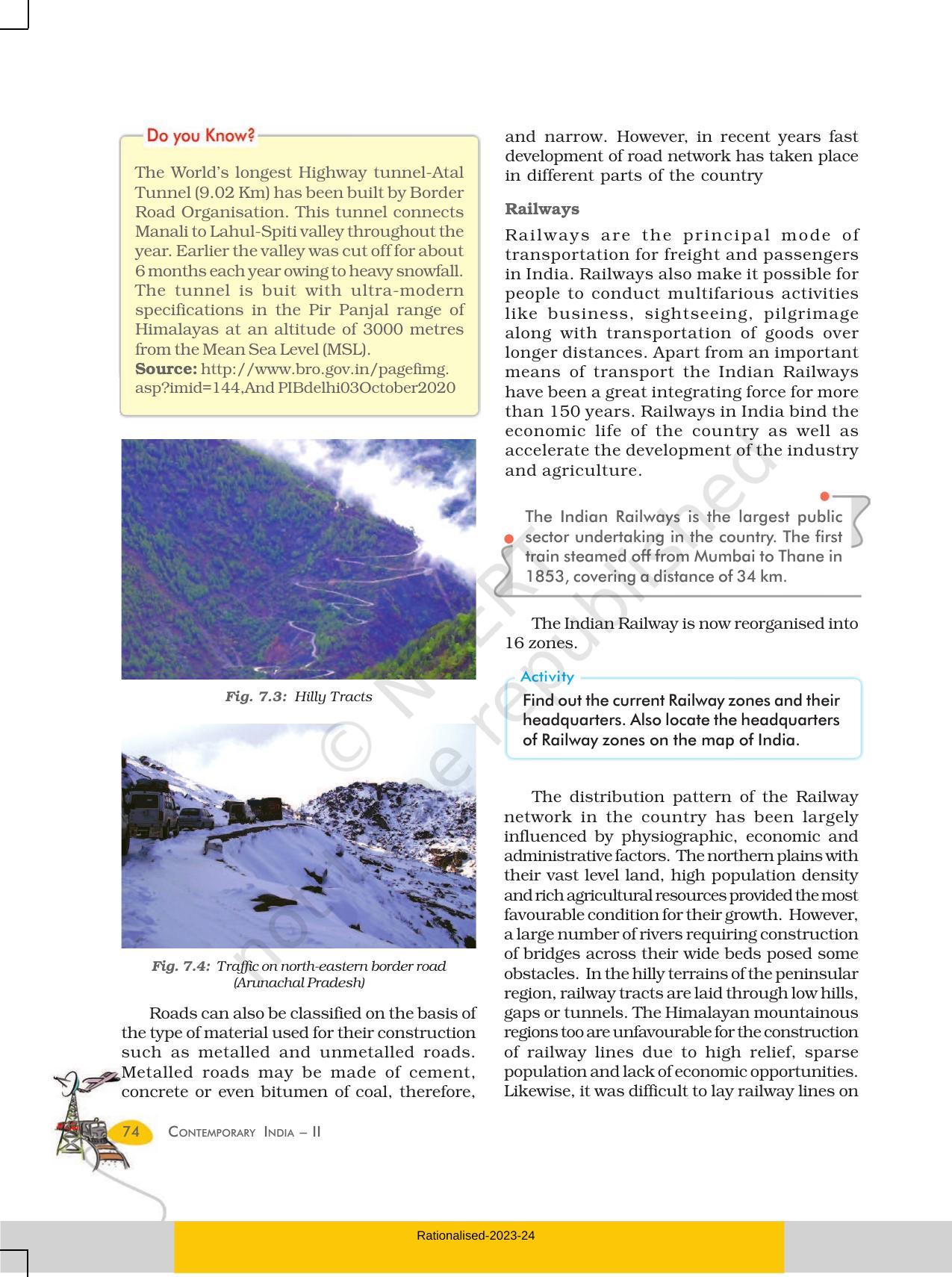 NCERT Book for Class 10 Geography Chapter 7 Lifelines of National Economy