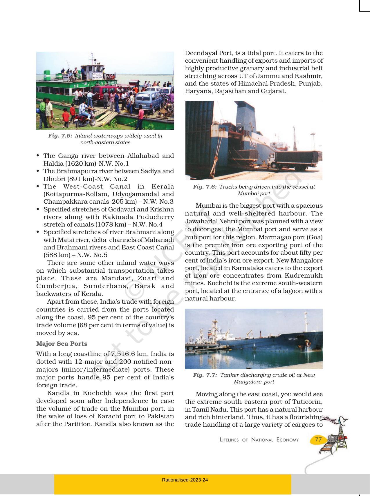 NCERT Book for Class 10 Geography Chapter 7 Lifelines of National Economy