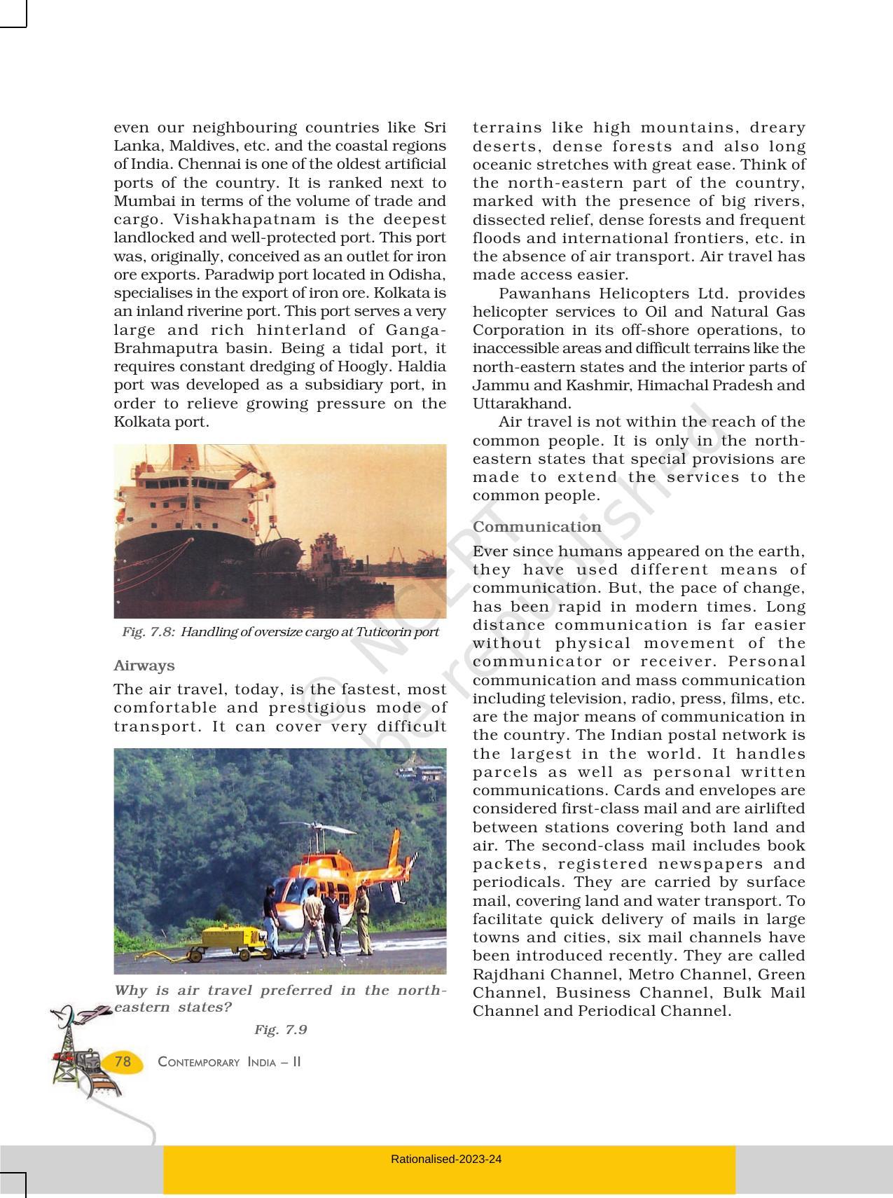 NCERT Book for Class 10 Geography Chapter 7 Lifelines of National Economy